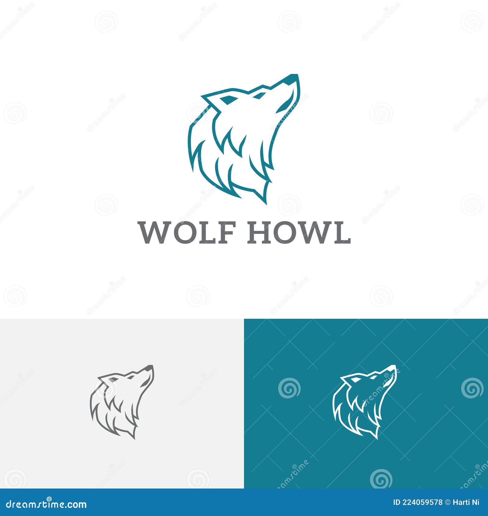 Howling Wolf Head Wild Wildlife Line Logo Vector Illustration ...