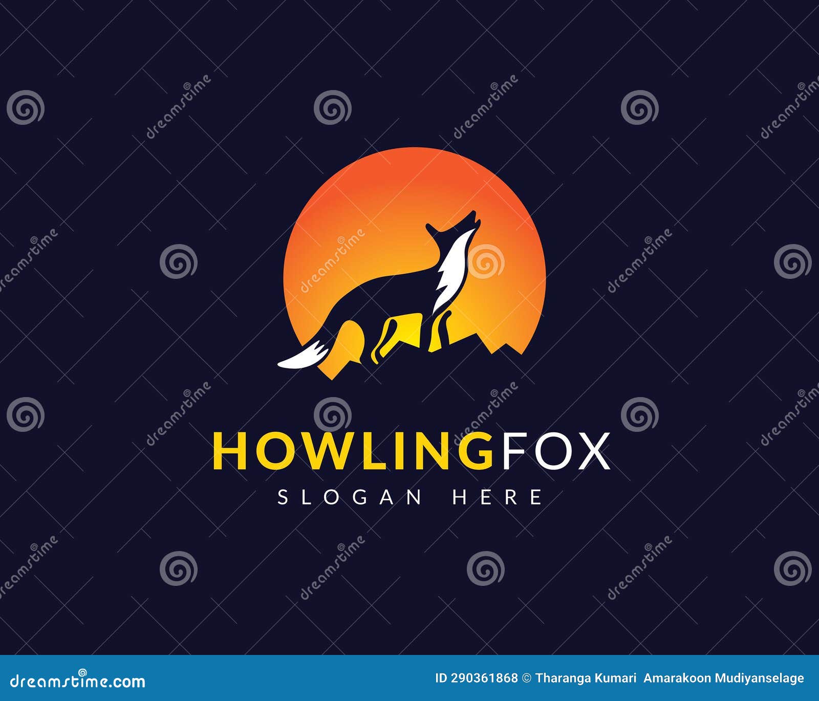 Howling Fox Abstract Logo Design Stock Vector - Illustration of advertising, screenshot: 290361868