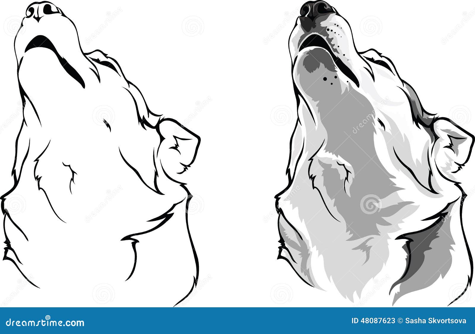 Howling wolf options stock vector. Illustration of crying - 48087623