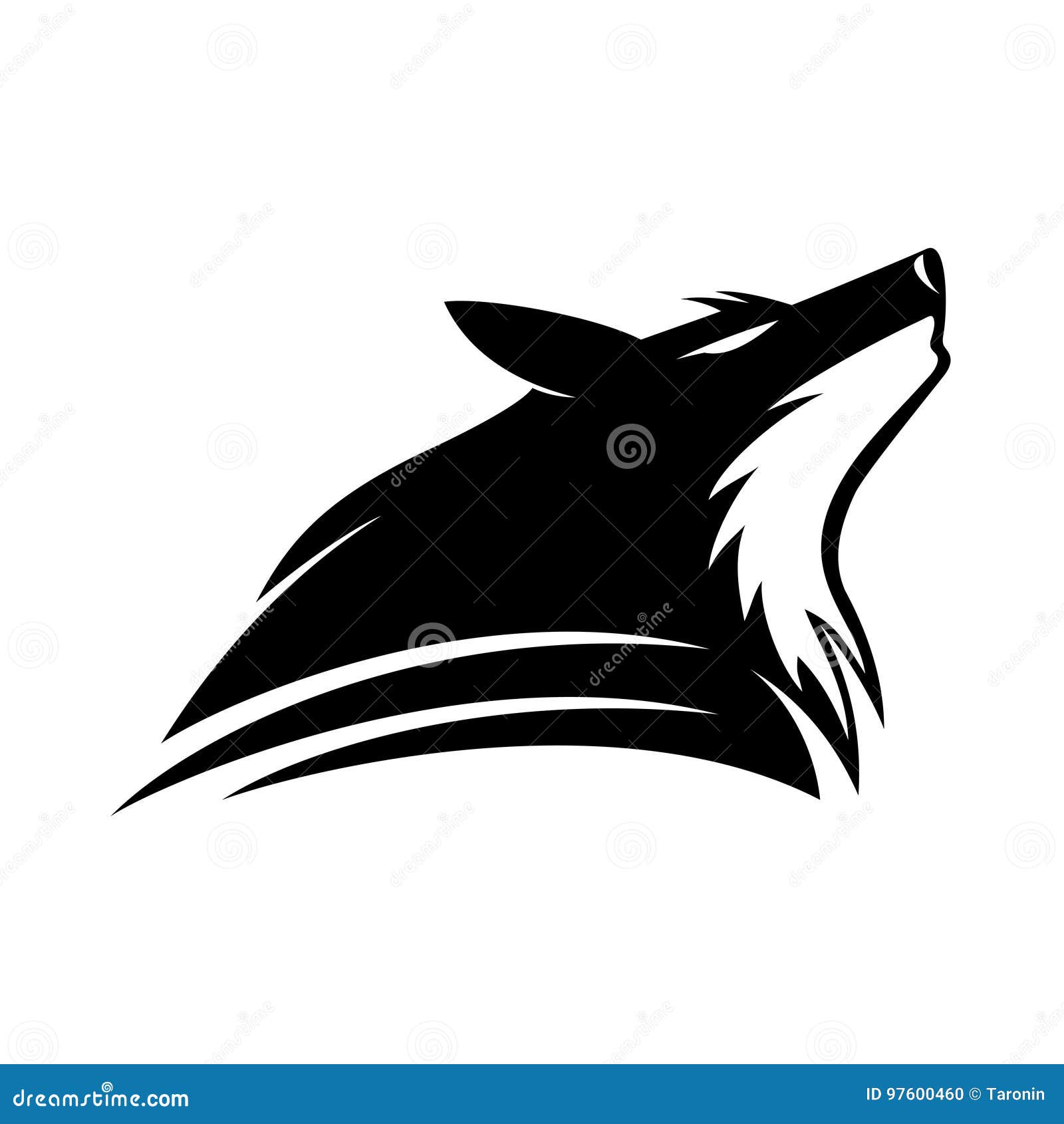 Howling wolf sign. stock vector. Illustration of animal - 97600460