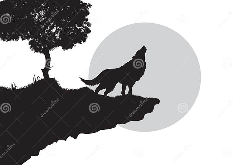Howling wolf silhouette stock vector. Illustration of animal - 9245312