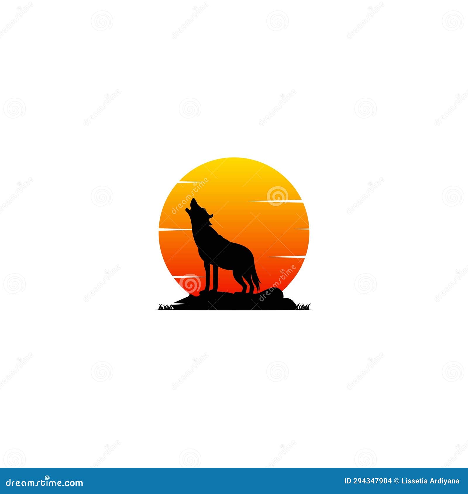 Howling Wolf with Sunset Logo Vector Graphics Stock Vector ...