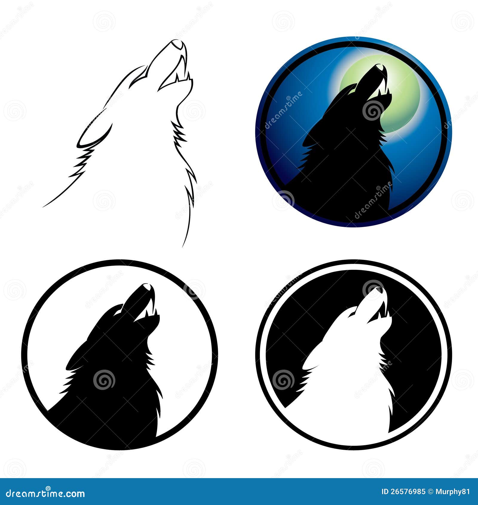 Howling wolf symbol stock vector. Illustration of howl - 26576985