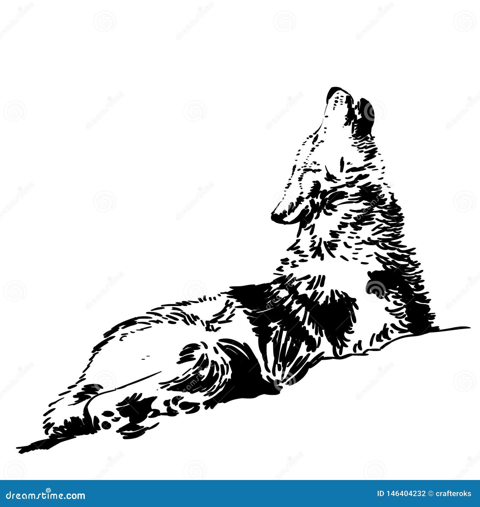 Howling Wolf Vector Illustration by Crafteroks Stock Vector ...
