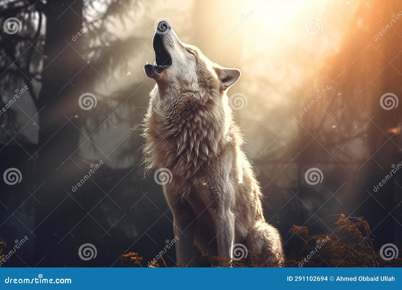 Howling Wolf in the Wilderness the Eerie Call of the Wild. Generative ...
