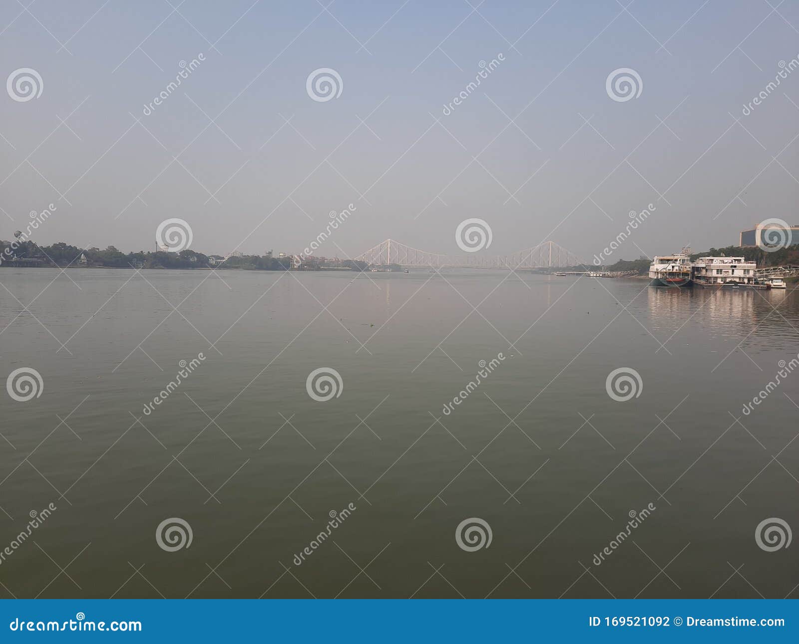 Howrah Bridge, Ganges River is Located on the Coast . Stock Photo ...