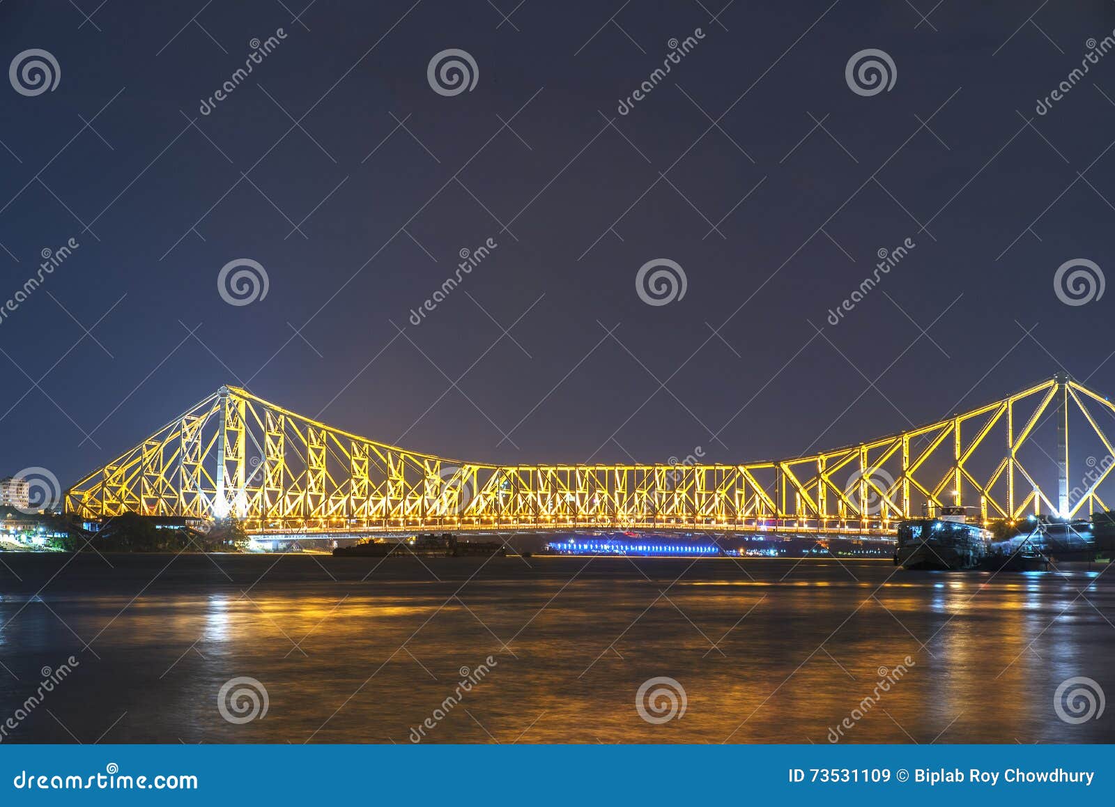 Howrah Bridge in Golden Light Stock Image - Image of golden ...