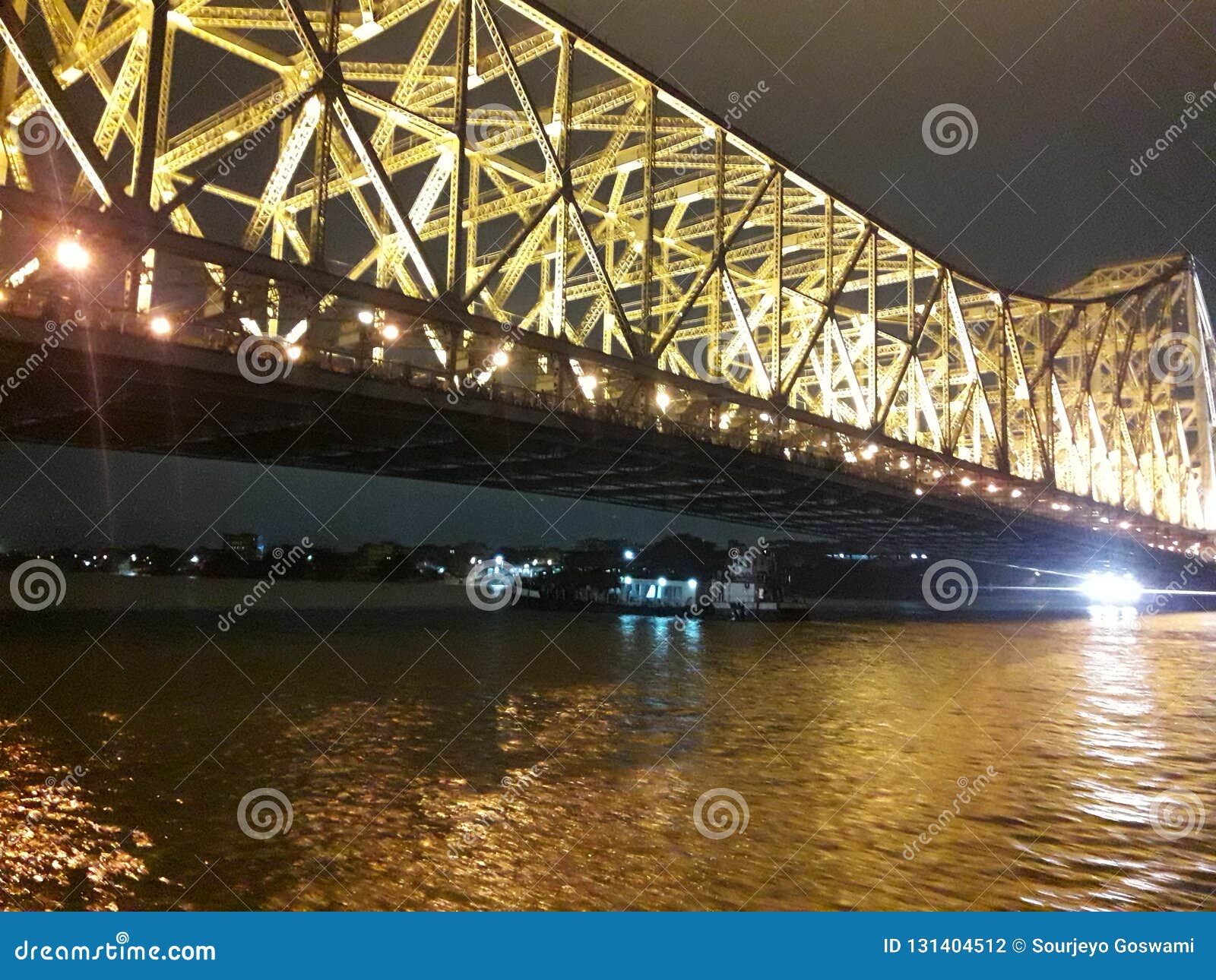 Howrah bridge stock photo. Image of howrah, bridge, night - 131404512
