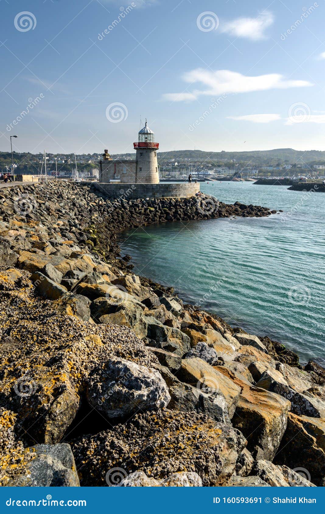 Howth Harbour Lighthouse Ireland Stock Image - Image of light, water ...