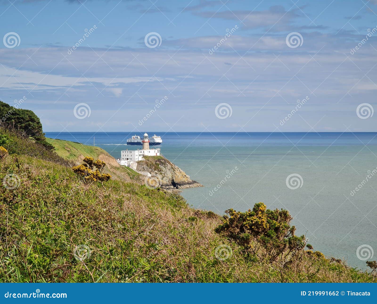 Howth Lighthouse Seen from Afar, Dublin Ireland Stock Photo - Image of ...
