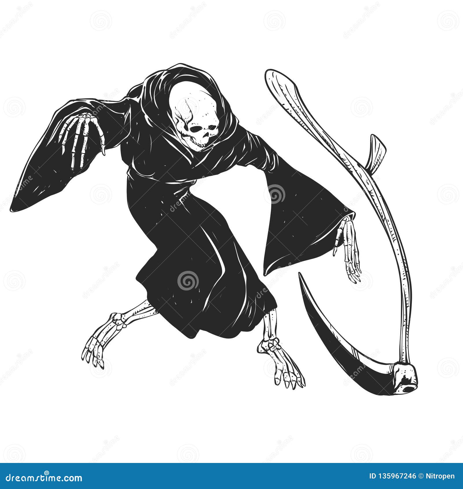 Hoz Que Lanza Del Parca - Blanco Y Negro Stock de ilustración ...