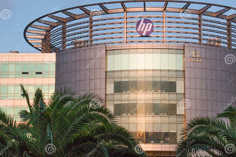 HP Building at Sunset with Palms Editorial Photo - Image of computer ...