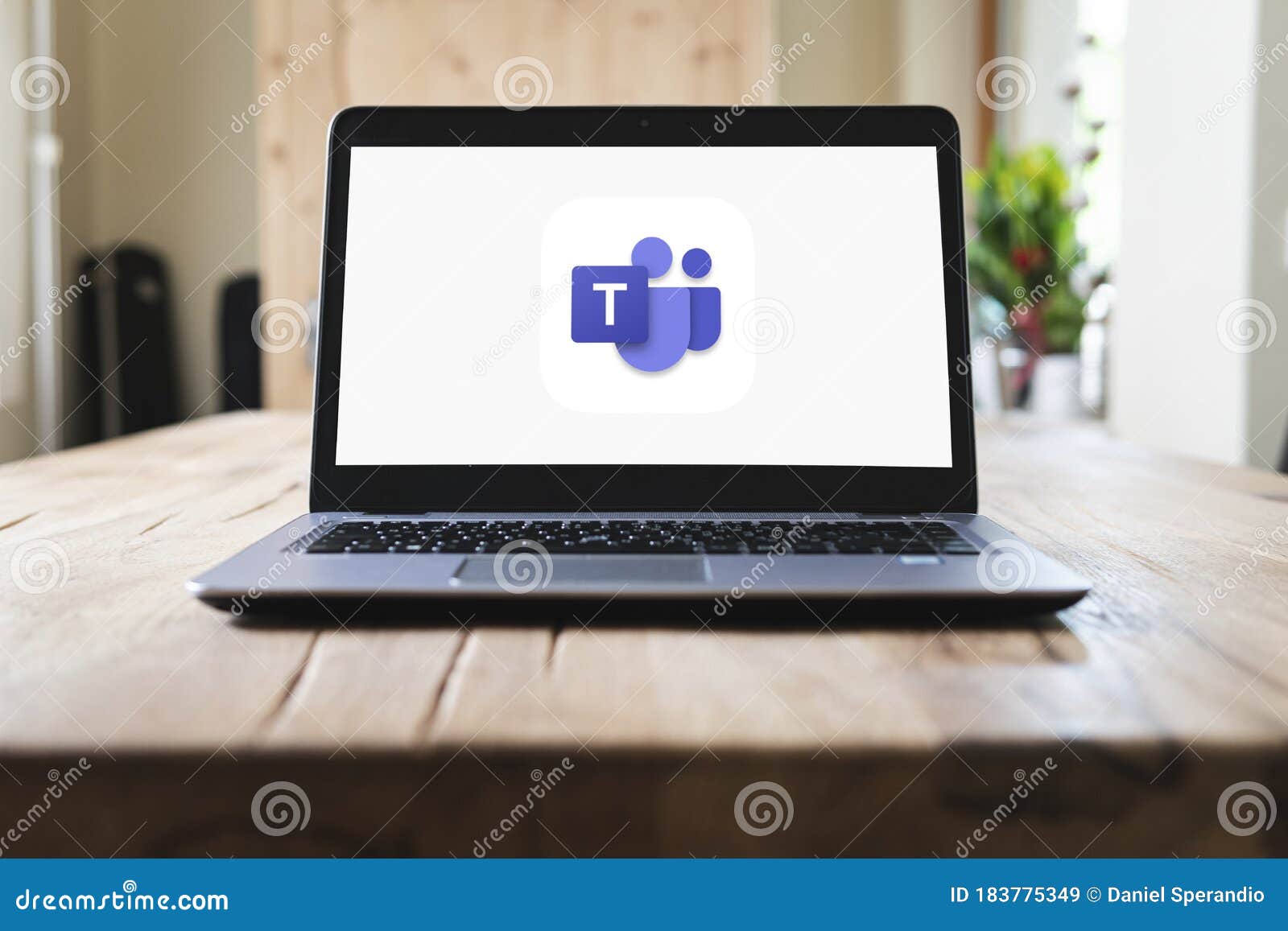 HP Laptop on Table with Microsoft Teams on Screen Editorial Stock Image ...