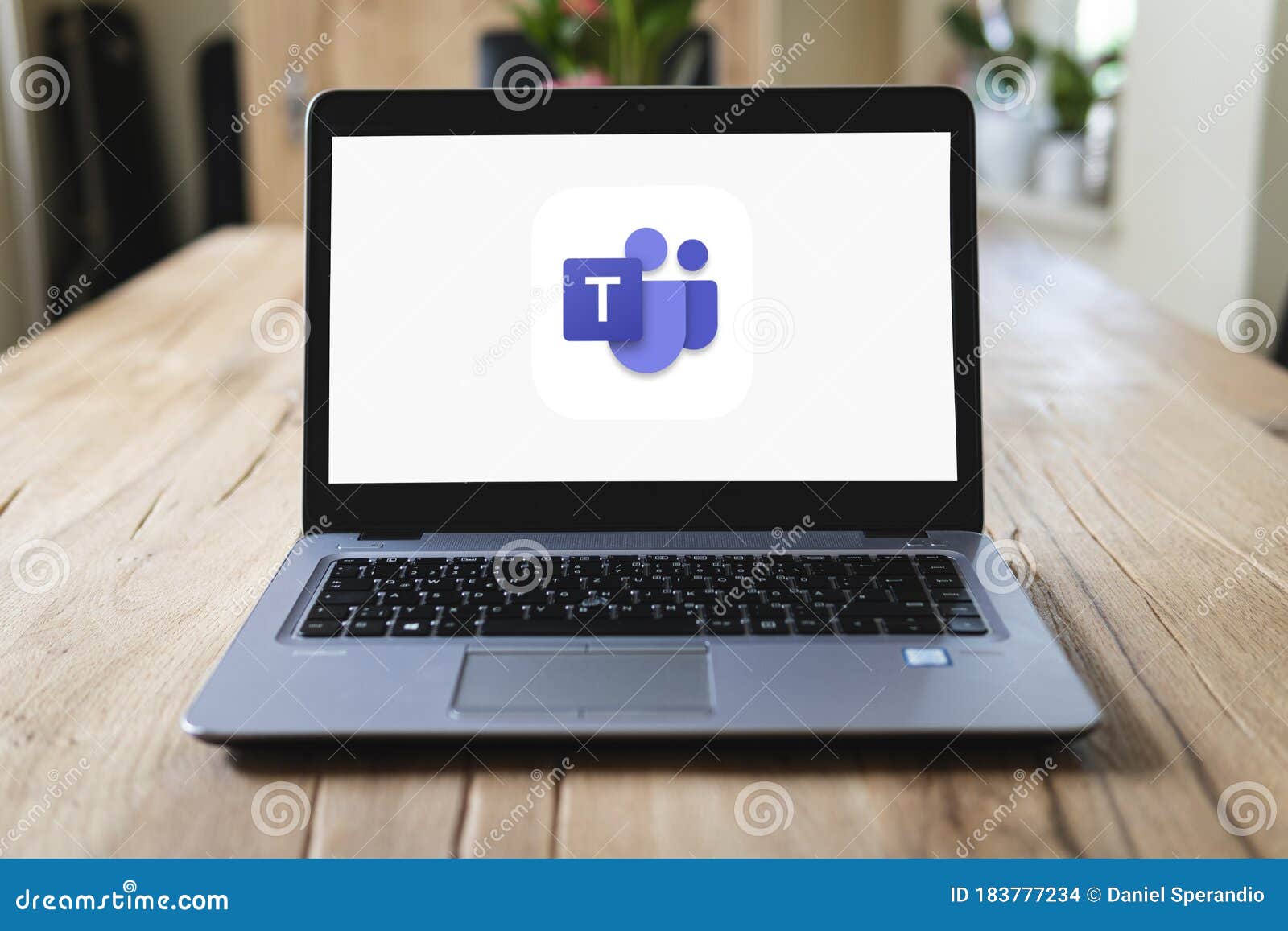 HP Laptop on Table with Microsoft Teams on Screen Editorial Stock Image ...