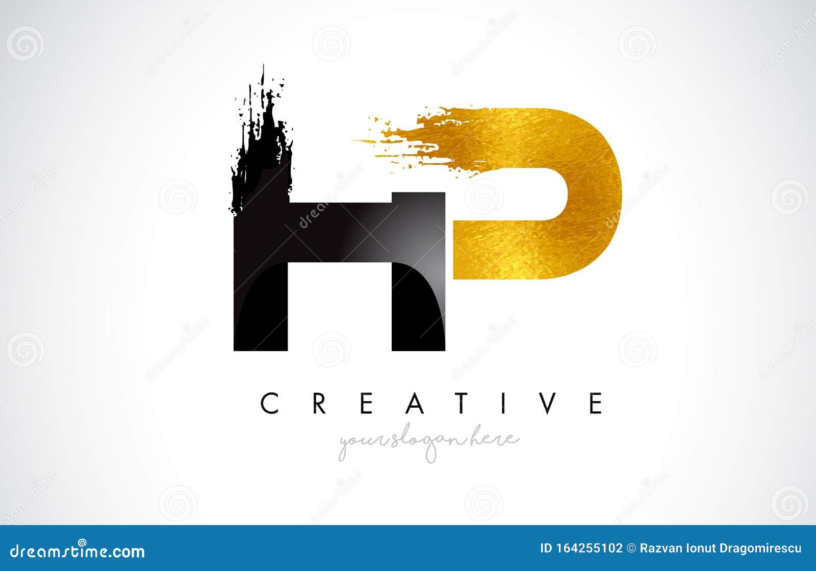 HP Letter Design with Brush Stroke and Modern 3D Look Stock Vector ...