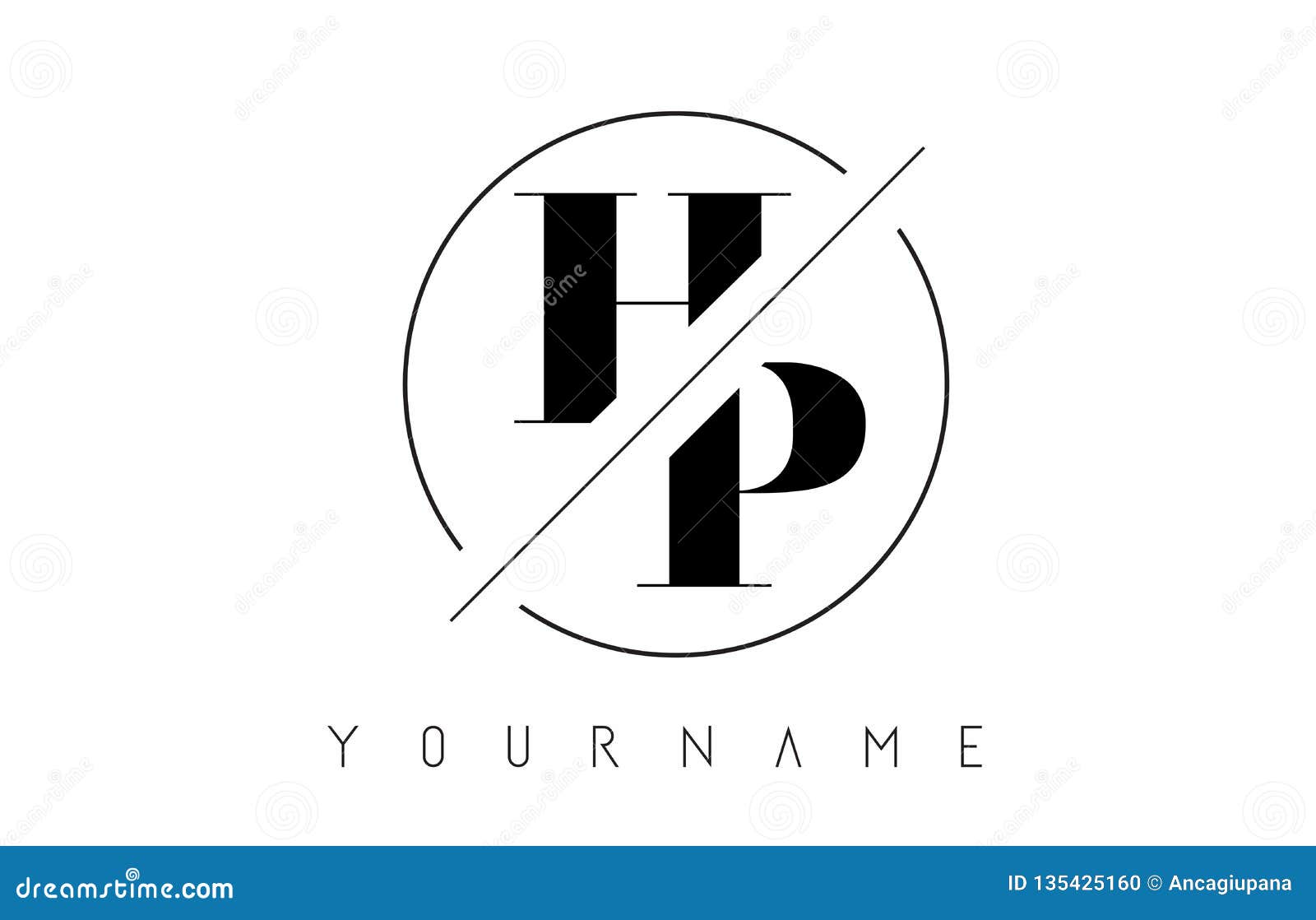 HP Letter Logo with Cutted and Intersected Design Stock Vector ...