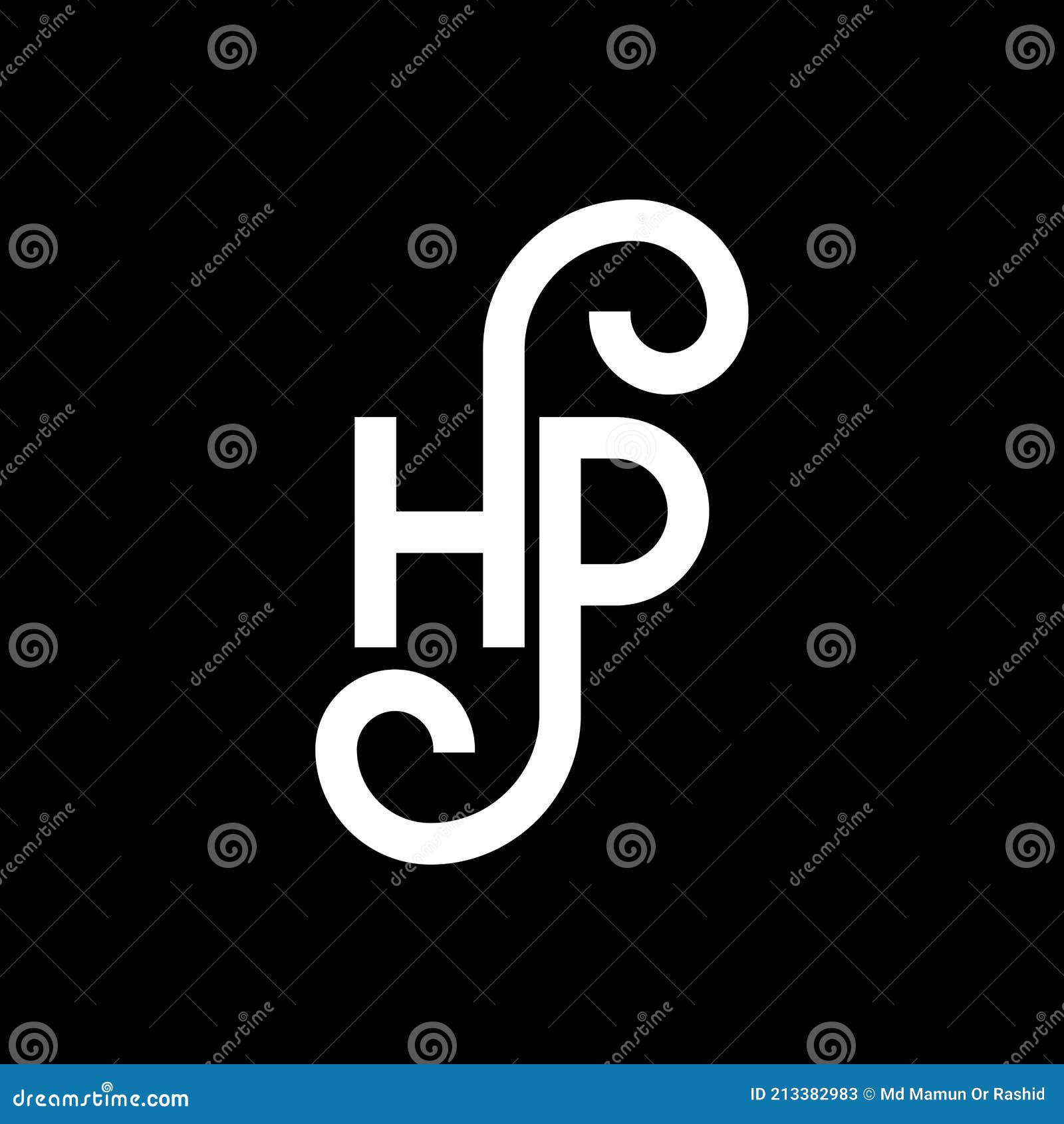 HP Letter Logo Design on Black Background. HP Creative Initials Letter ...