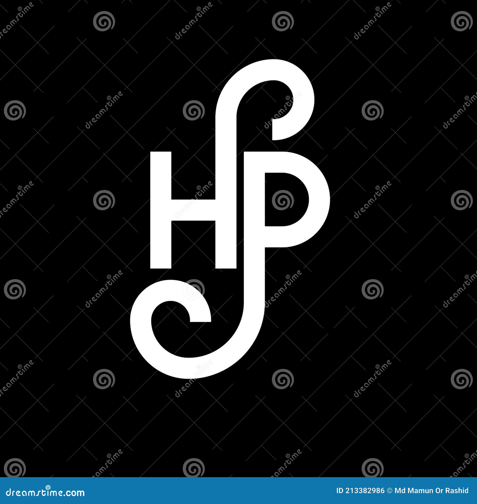 HP Letter Logo Design on Black Background. HP Creative Initials Letter ...