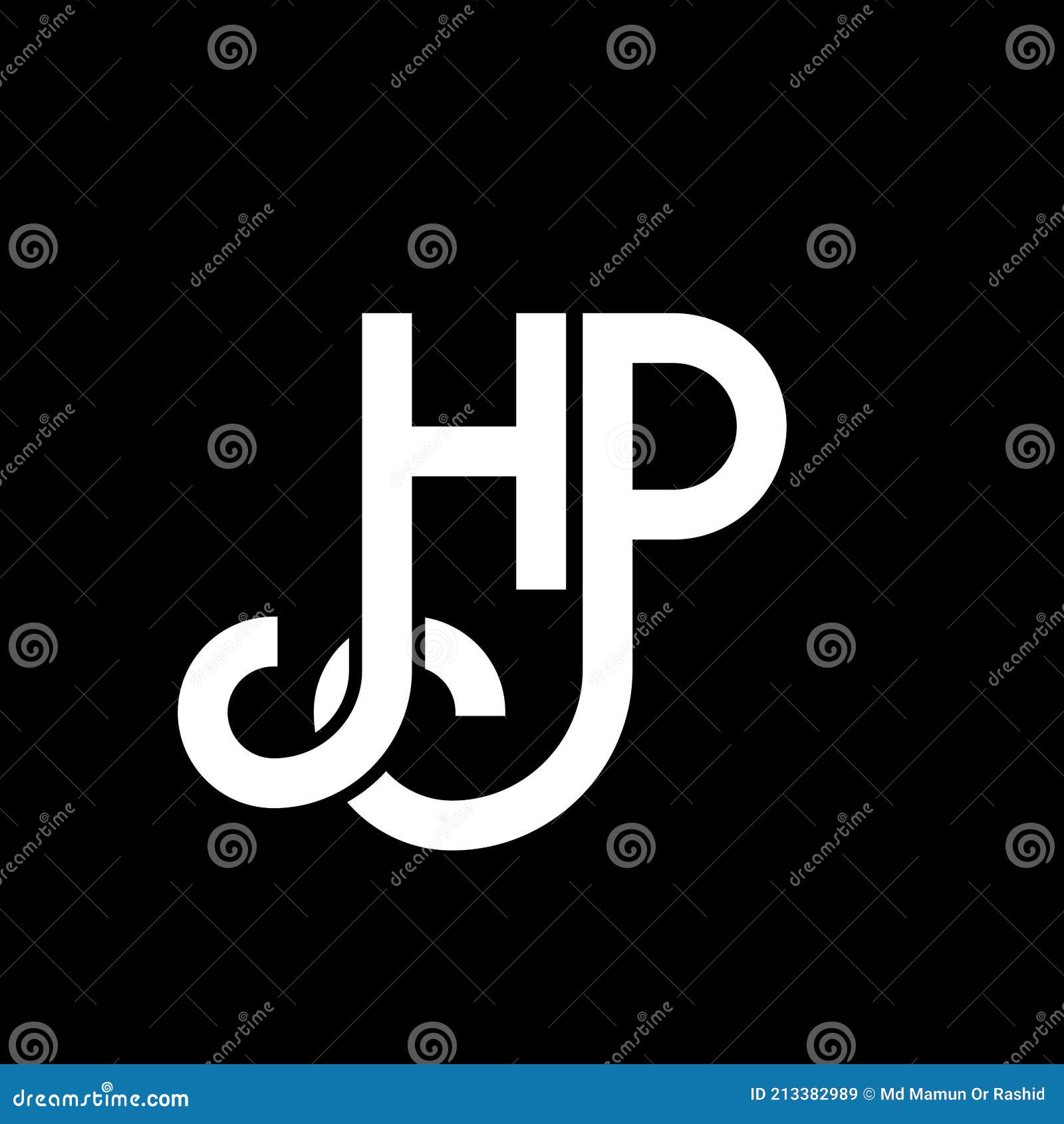 HP Letter Logo Design on Black Background. HP Creative Initials Letter ...
