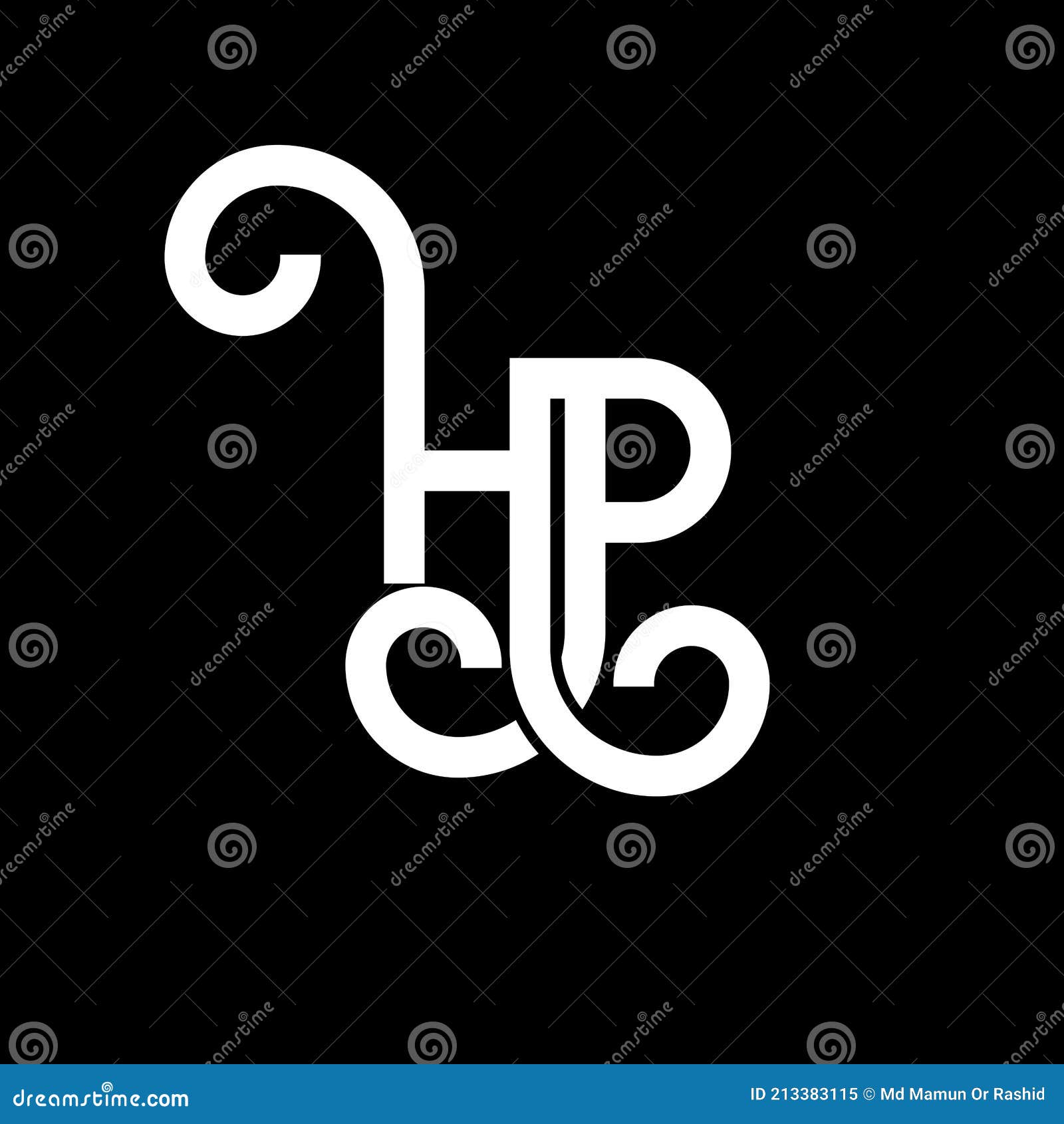 HP Letter Logo Design on Black Background. HP Creative Initials Letter ...