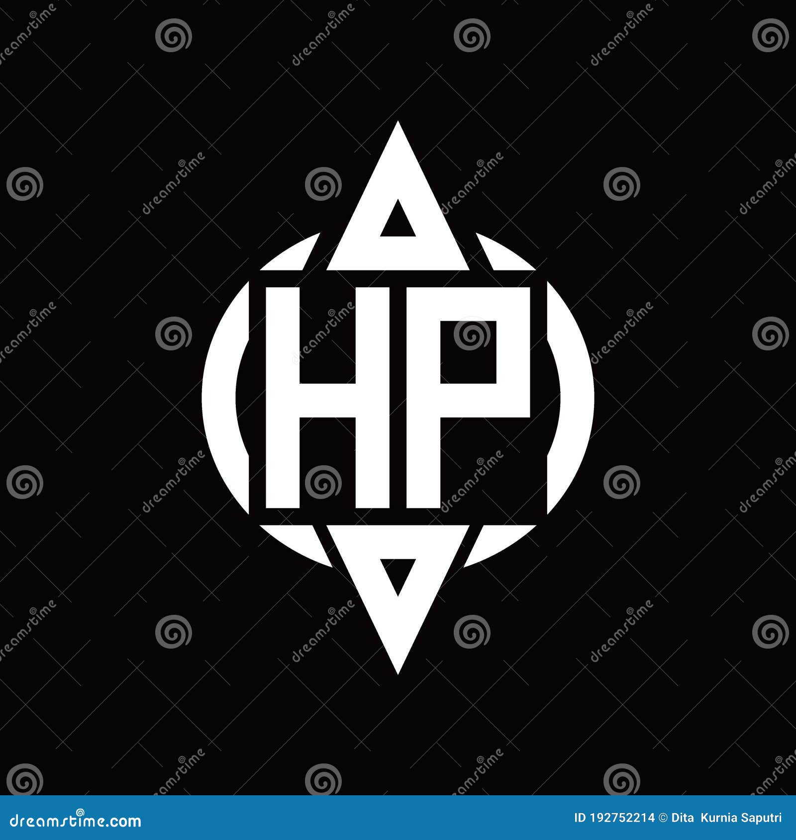 HP Logo with Circle Rounded Combine Triangle Top and Bottom Side Design ...