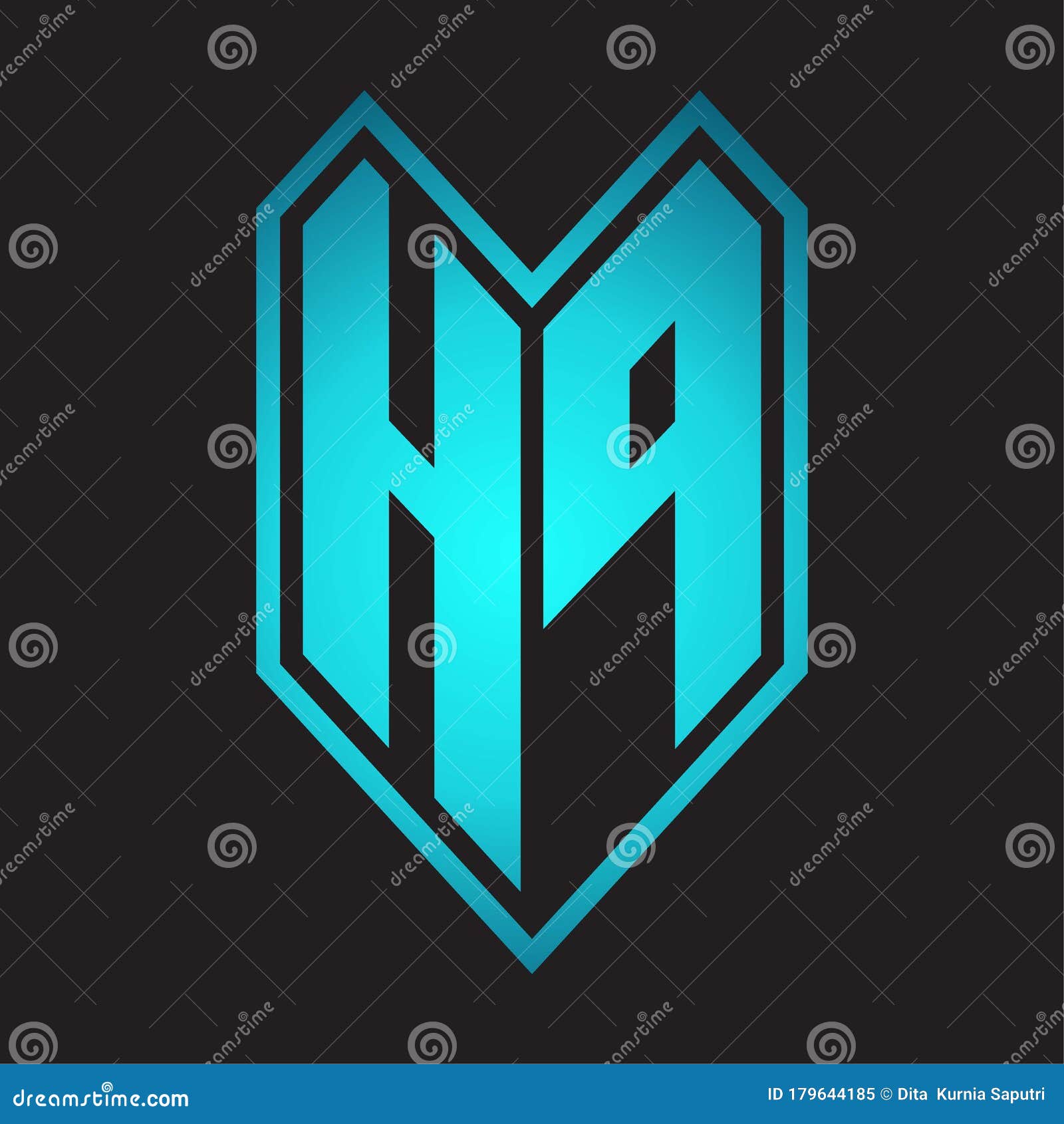HP Logo Monogram with Emblem Line Style Isolated on Blue Gradient ...