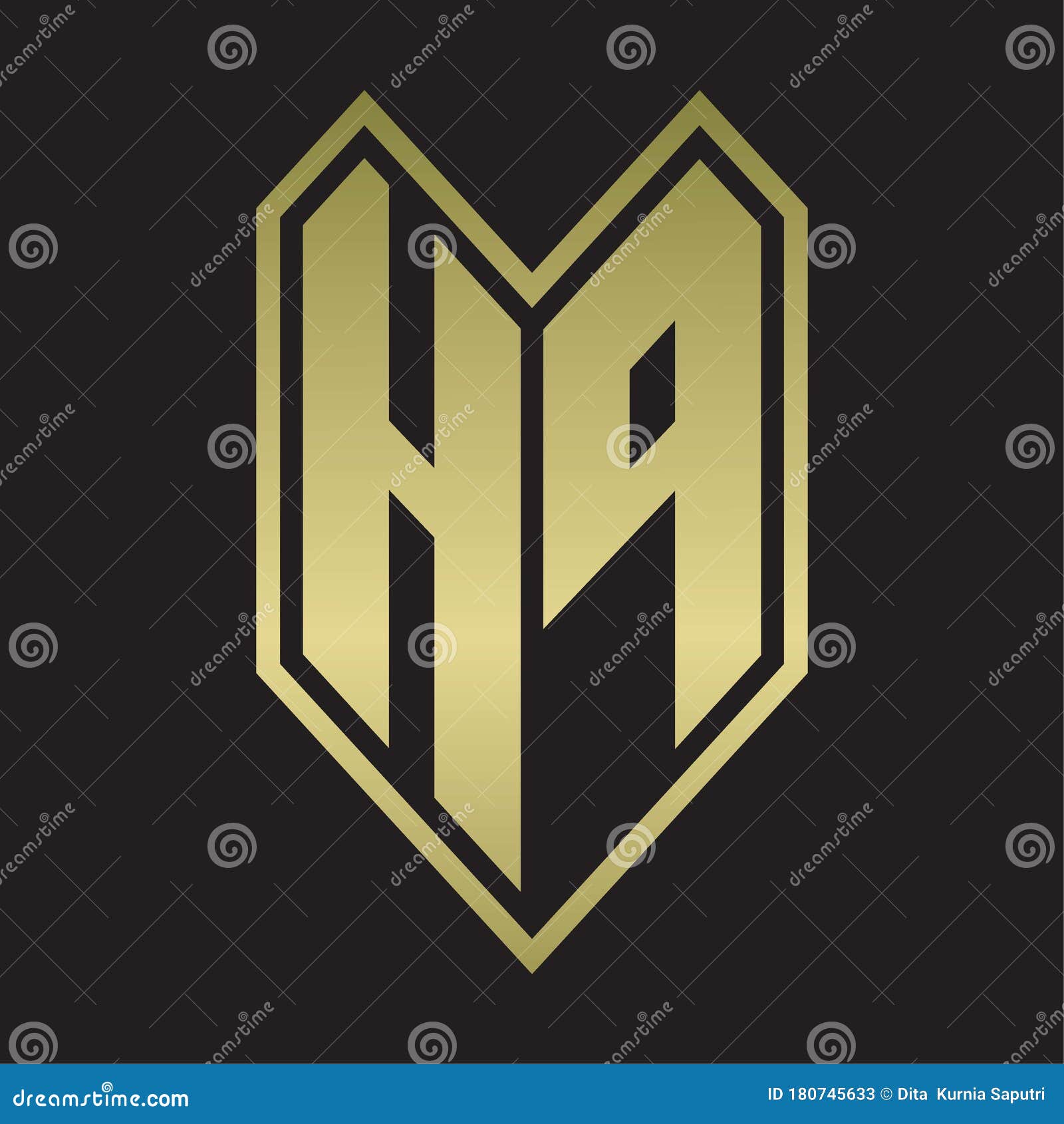 HP Logo Monogram with Emblem Line Style Isolated on Gold Colors Stock ...