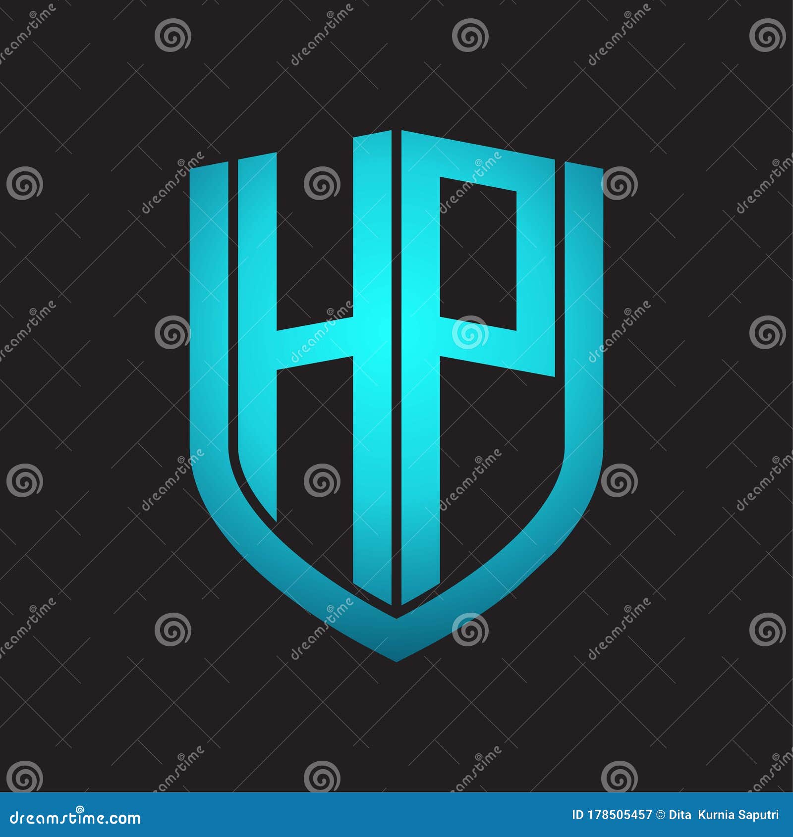 HP Logo Monogram with Emblem Shield Design Isolated with Blue Colors on ...