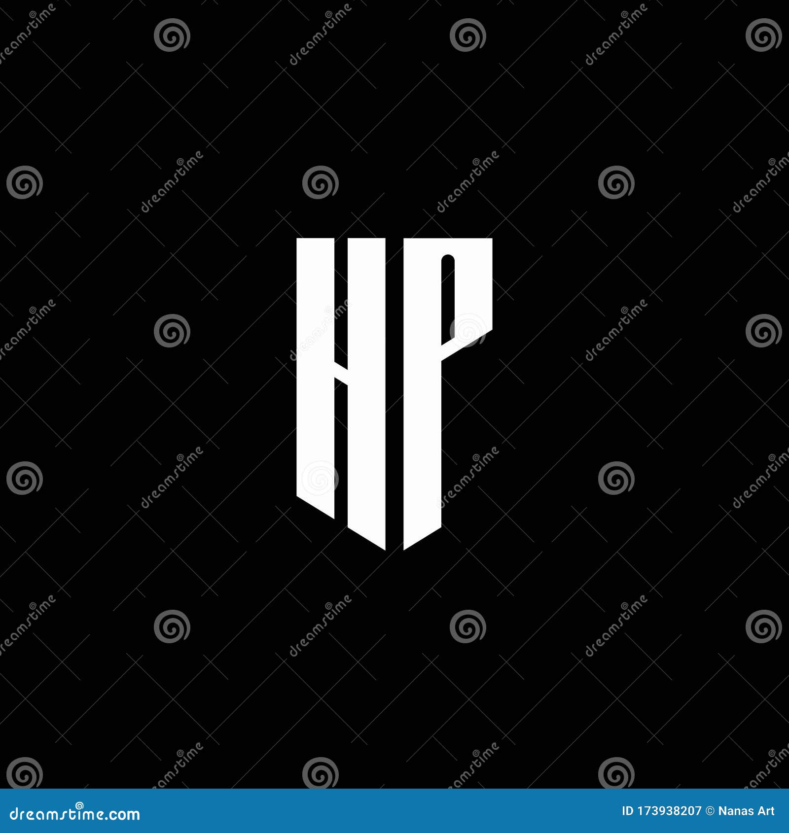 HP Logo Monogram with Emblem Style Isolated on Black Background Stock ...