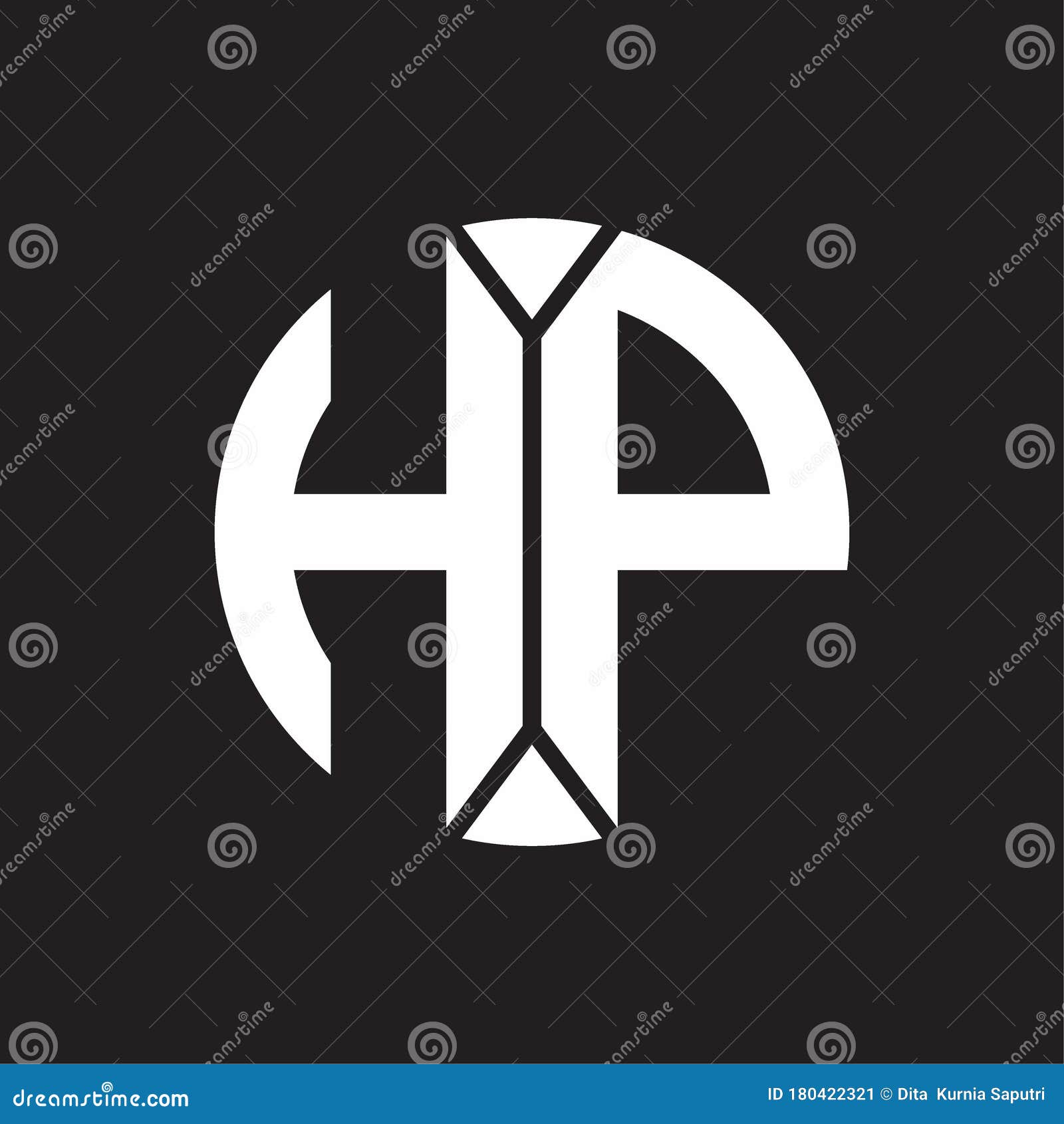 HP Logo Monogram with Piece Circle Ribbon Style Stock Vector ...