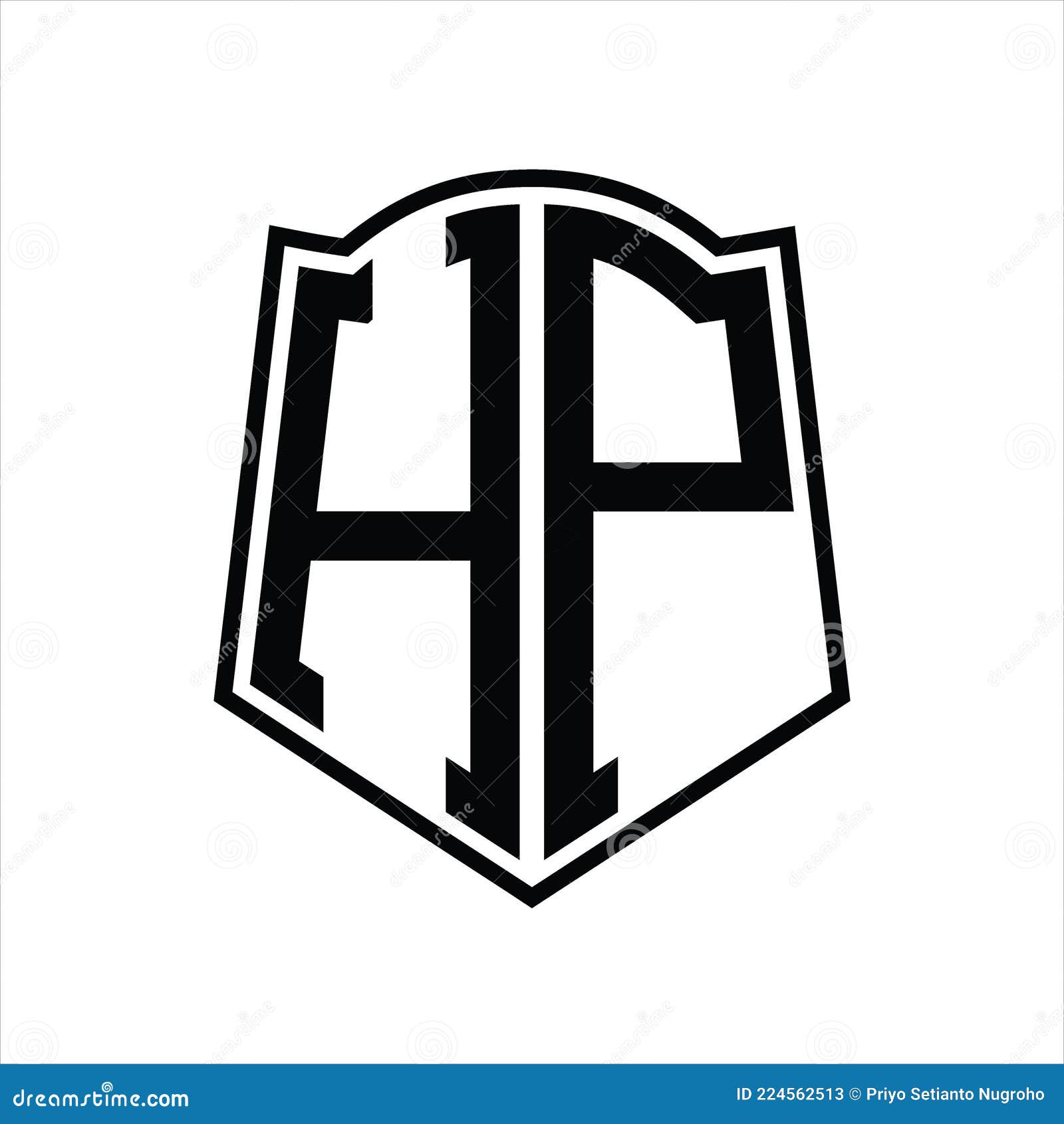 HP Logo Monogram with Shield Shape Outline Design Template Stock Vector ...