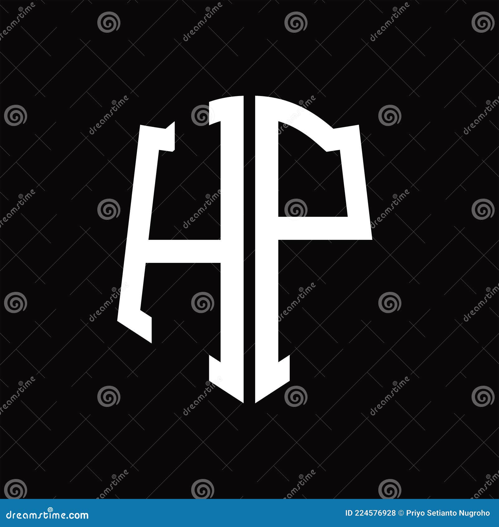 HP Logo Monogram with Shield Shape Ribbon Design Template Stock Vector ...