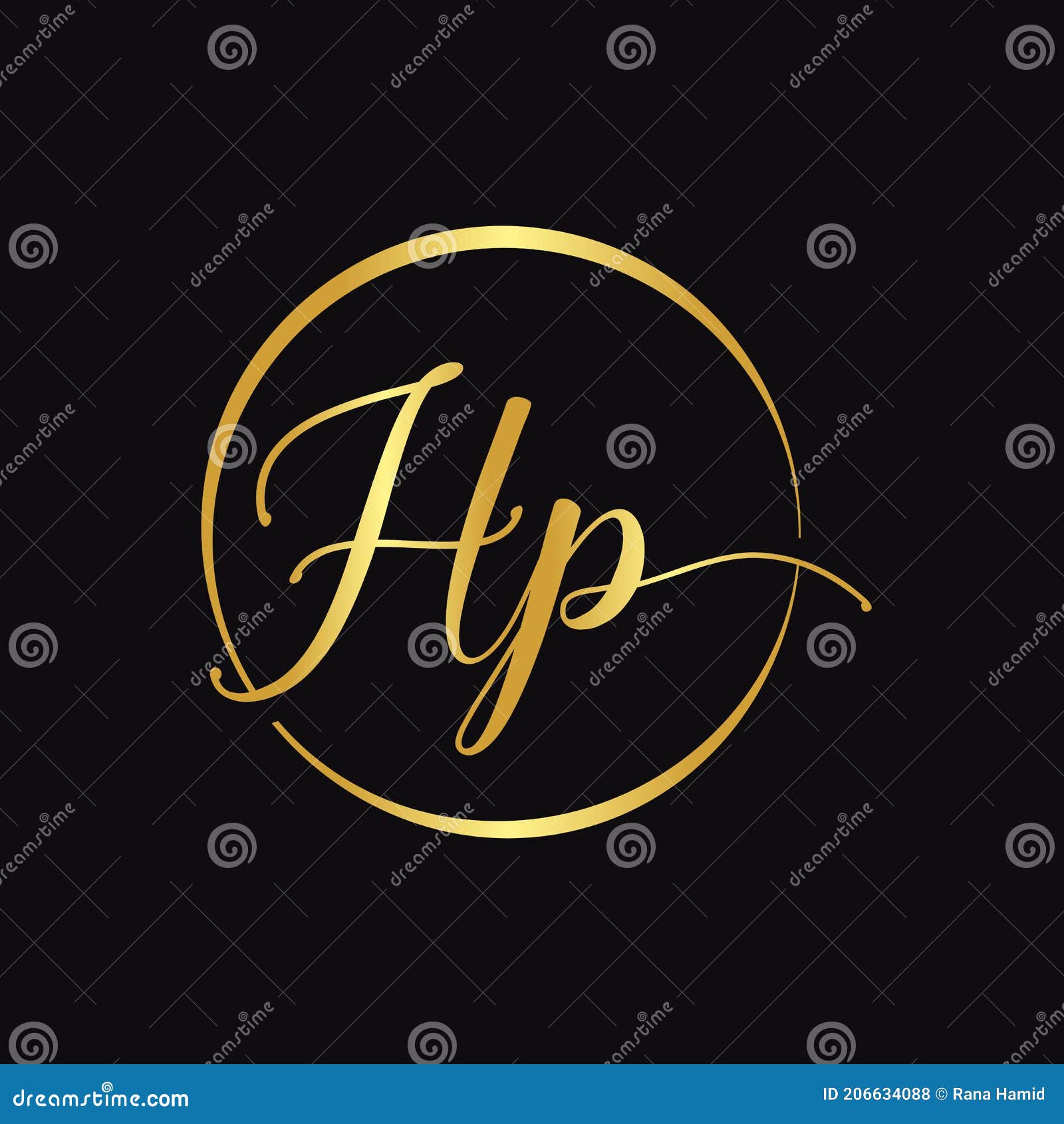 HP Script Logo Design Vector Template. Initial Calligraphy Letter HP ...