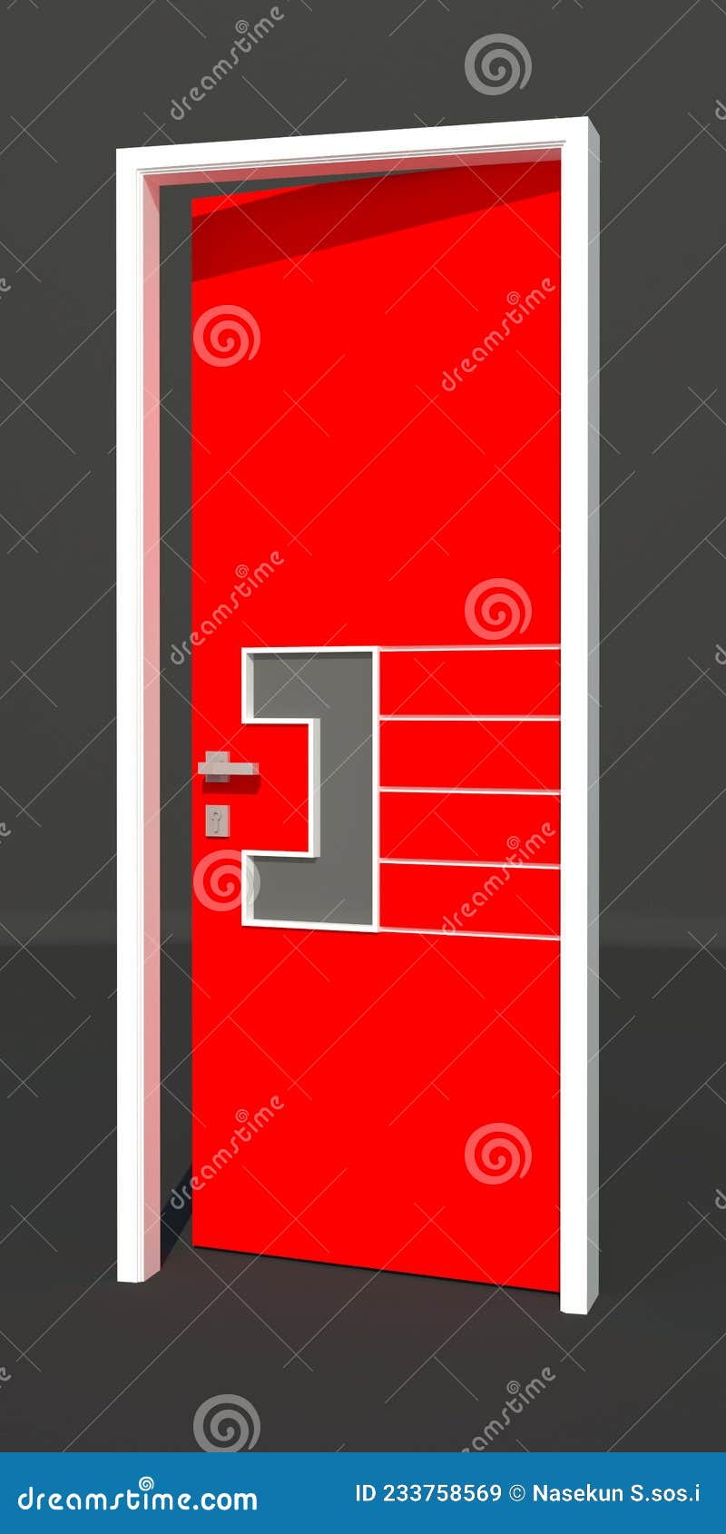 HPL (High Pressure Laminate) Door Example Model in 3D 2, Red Stock ...