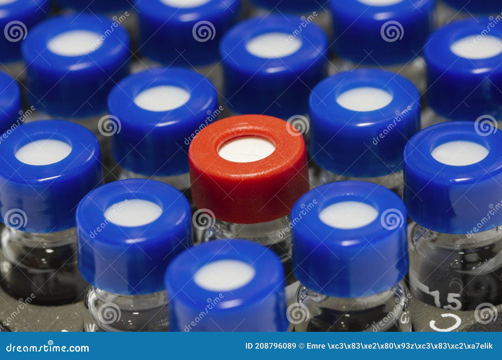 HPLC Glass Vials In The Rack. Research And Development Of ...