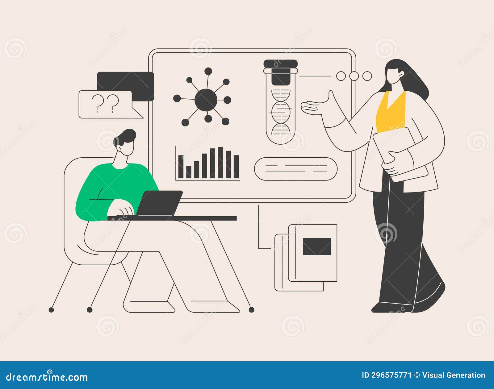 Education Programs And Classes. Woman Sitting On Banner With Laptop And ...