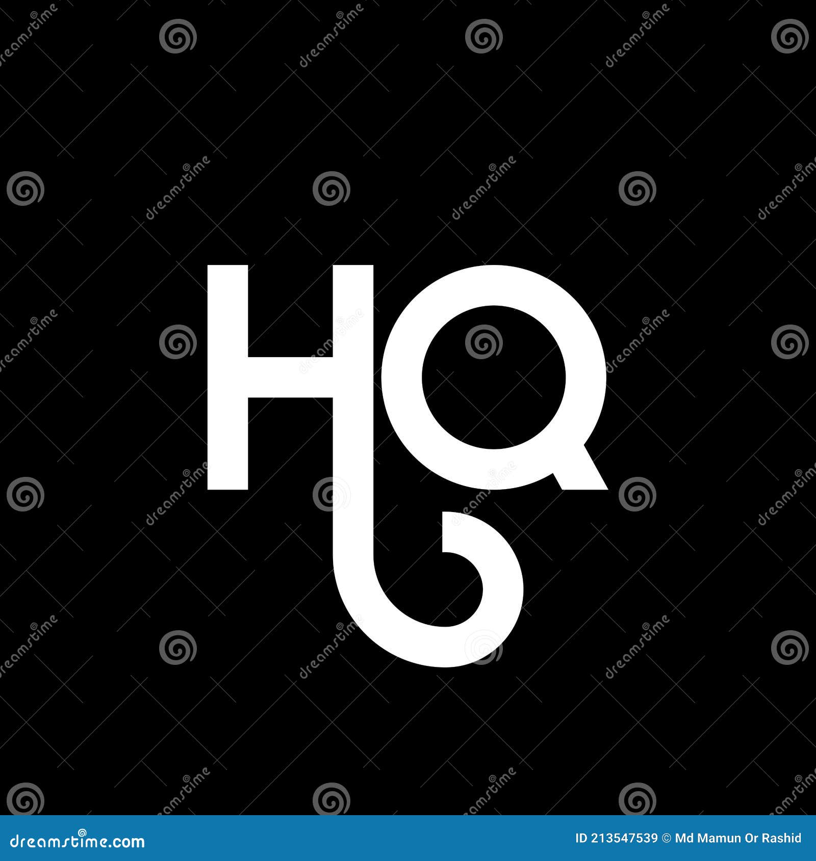 HQ Letter Logo Design on Black Background. HQ Creative Initials Letter ...