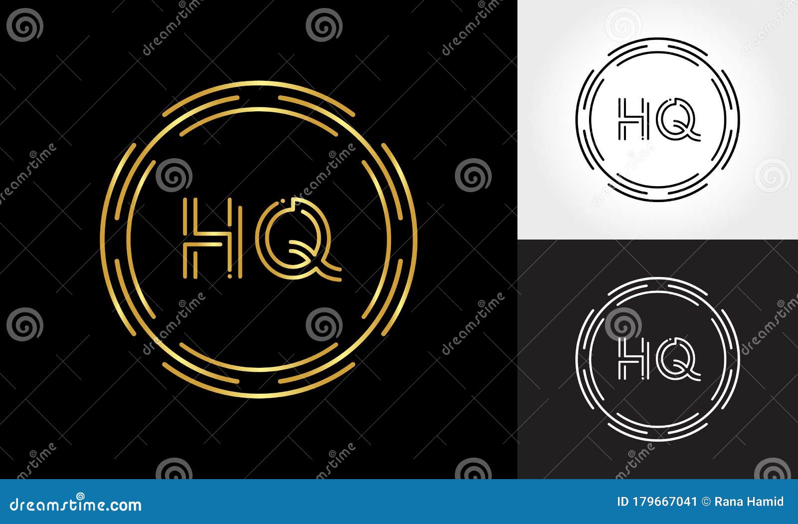 HQ Logo Design Vector Template. Initial Circle Letter HQ Vector ...