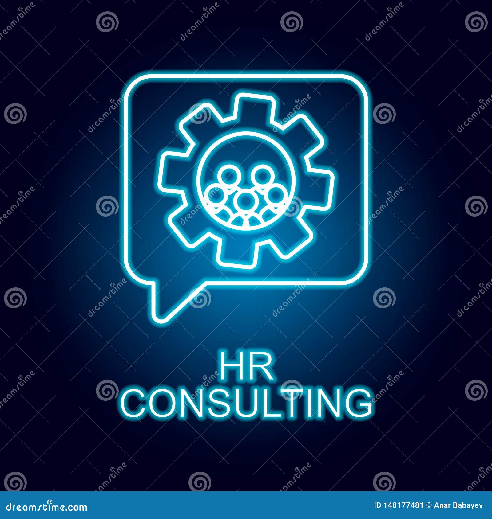Hr Consulting Line Icon In Neon Style. Element Of Human Resources Icon ...