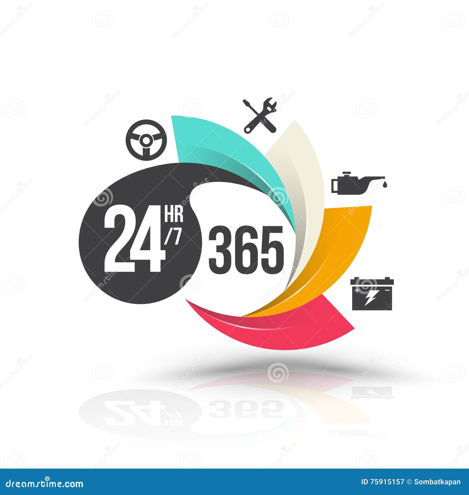24hr 7 and 365 Day with Icons for Services Banner. Stock Vector ...