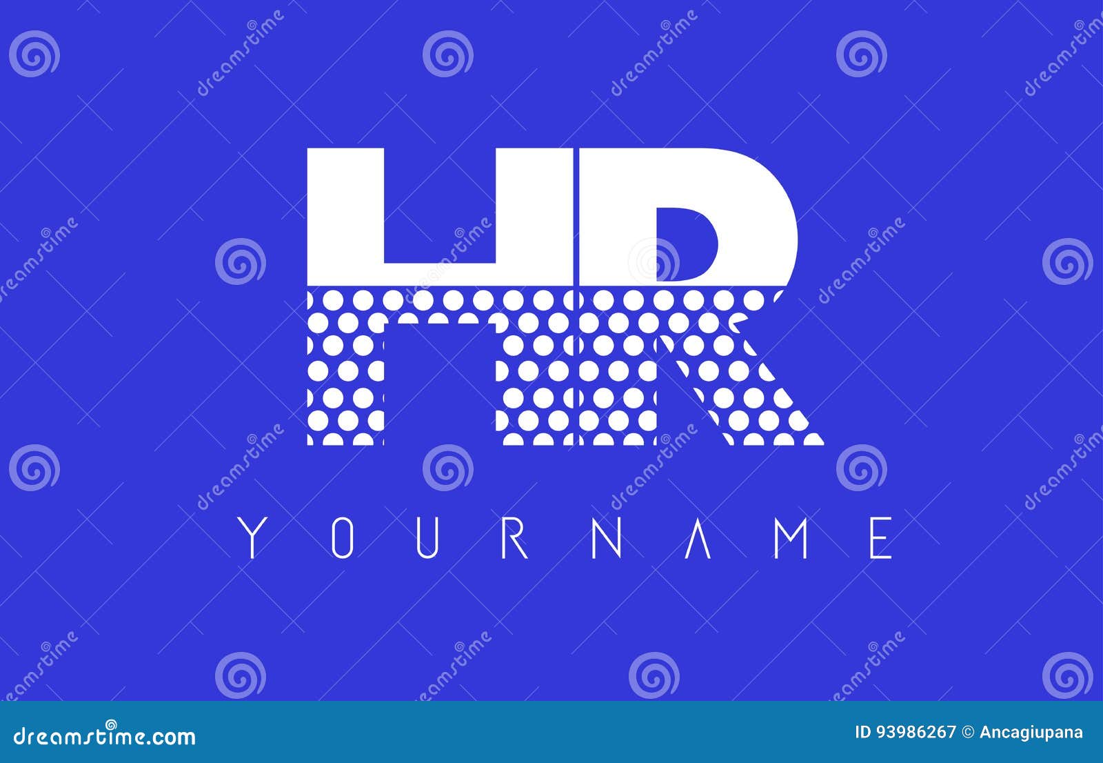 HR H R Dotted Letter Logo Design with Blue Background. Stock Vector ...