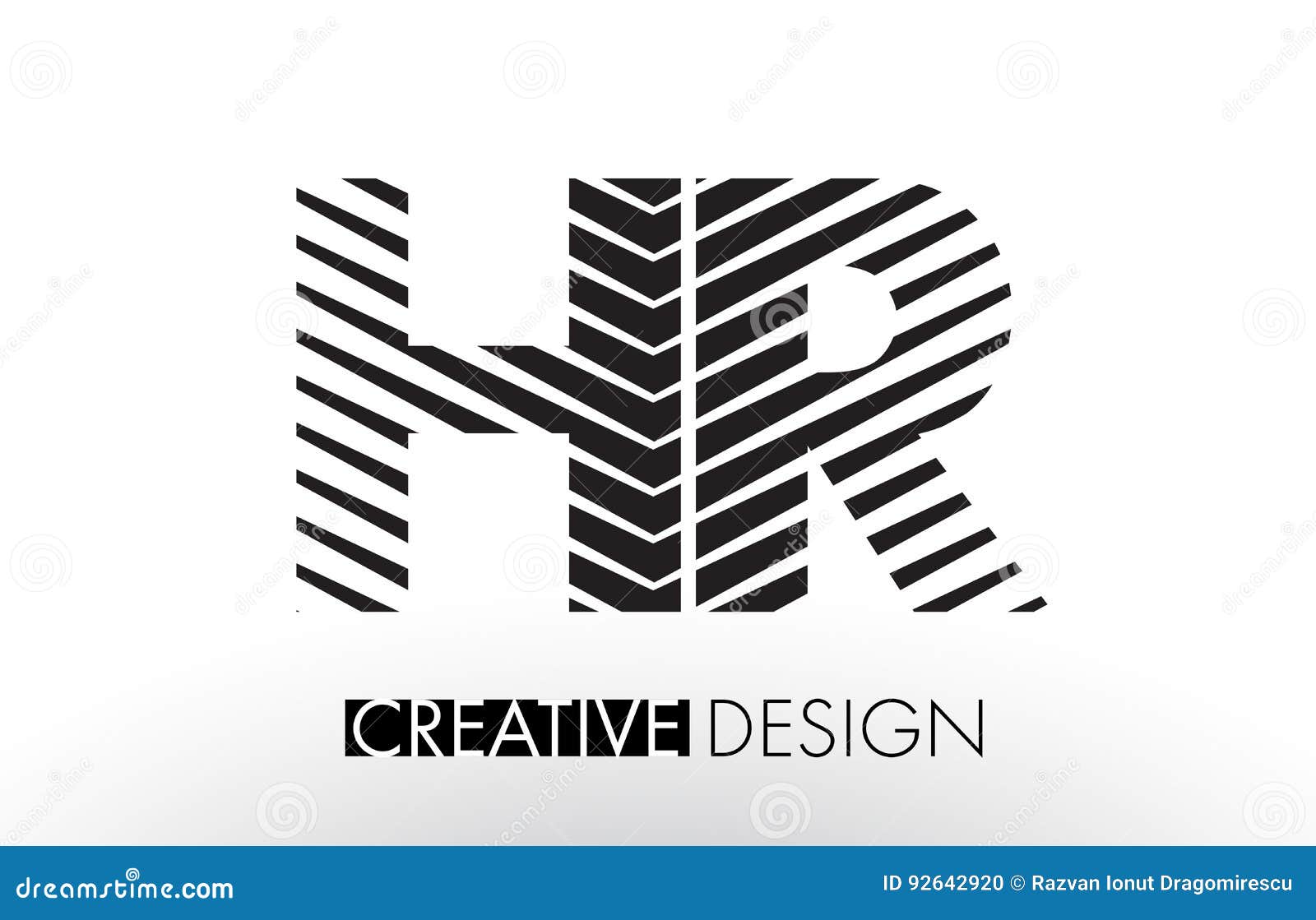 HR H R Lines Letter Design with Creative Elegant Zebra Stock Vector ...