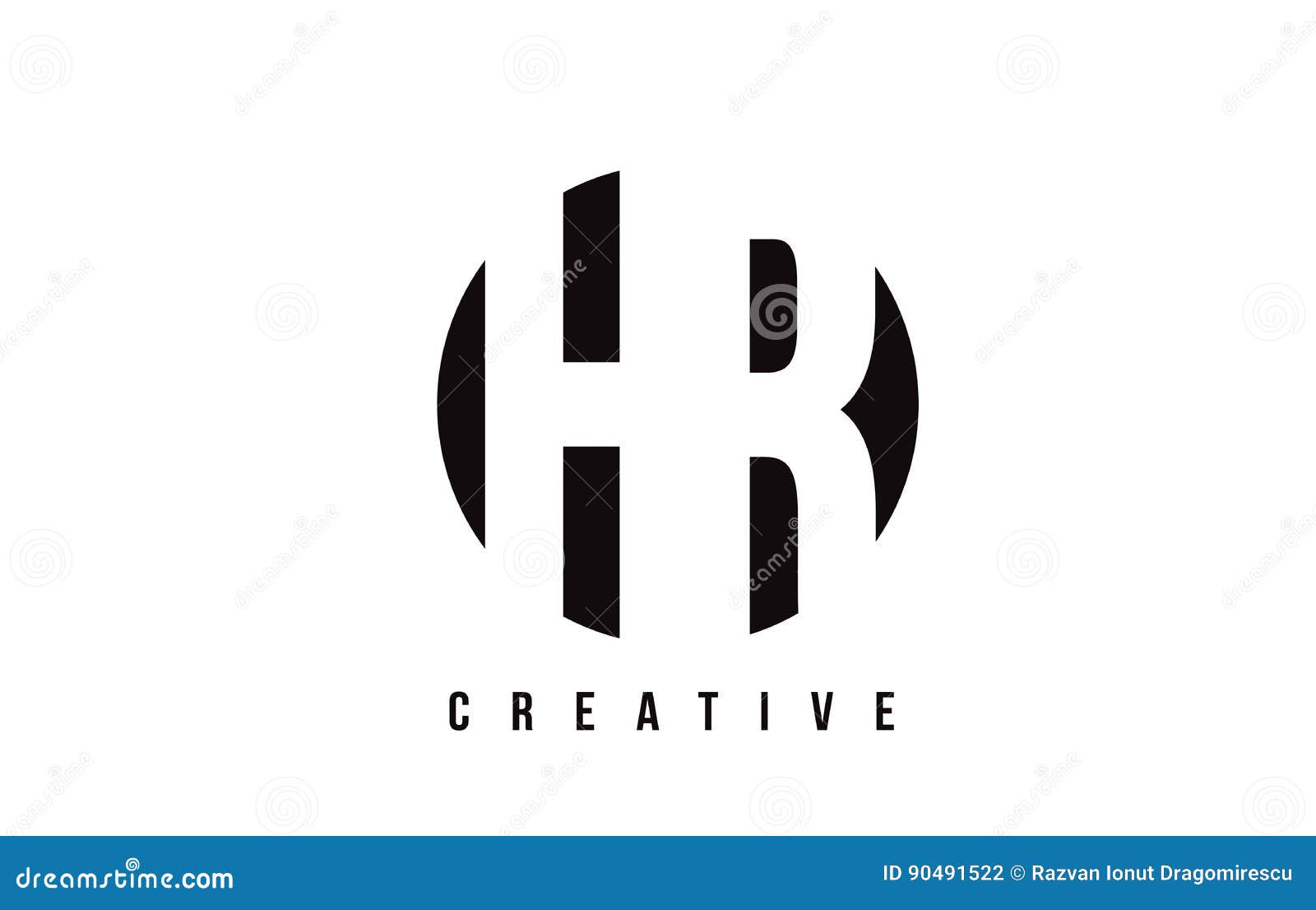 HR H R White Letter Logo Design with Circle Background. Stock Vector ...