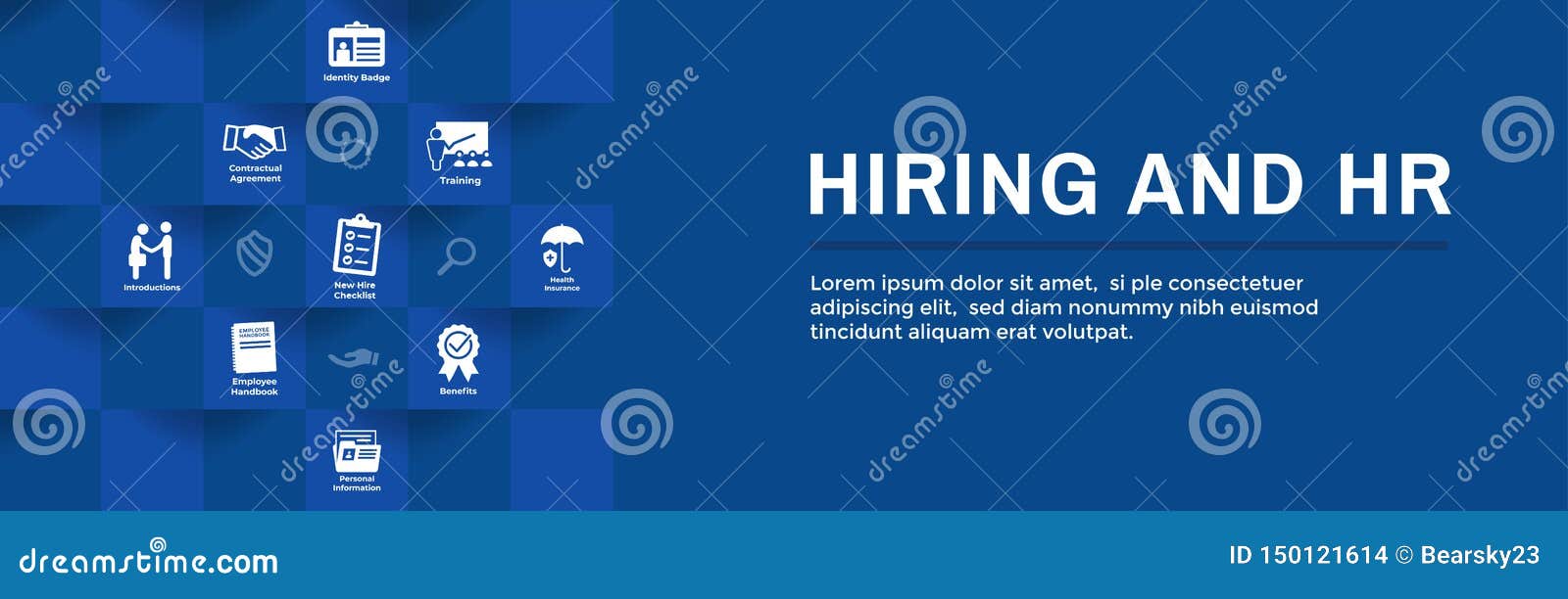 HR and Hiring Process Icon Set & Web Header Banner Stock Vector ...