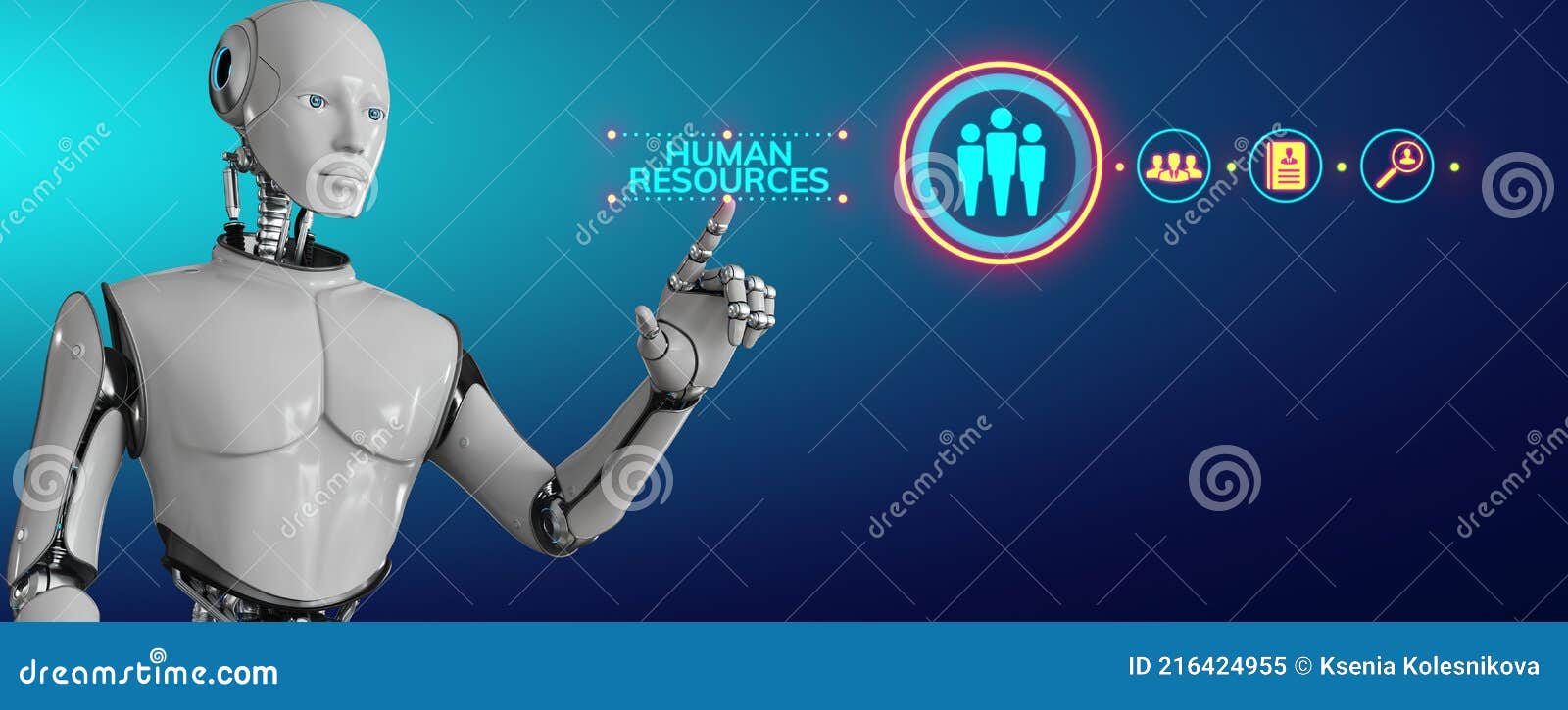 Robot Recruiter. Industrial Claw Choosing Man From People Selected ...