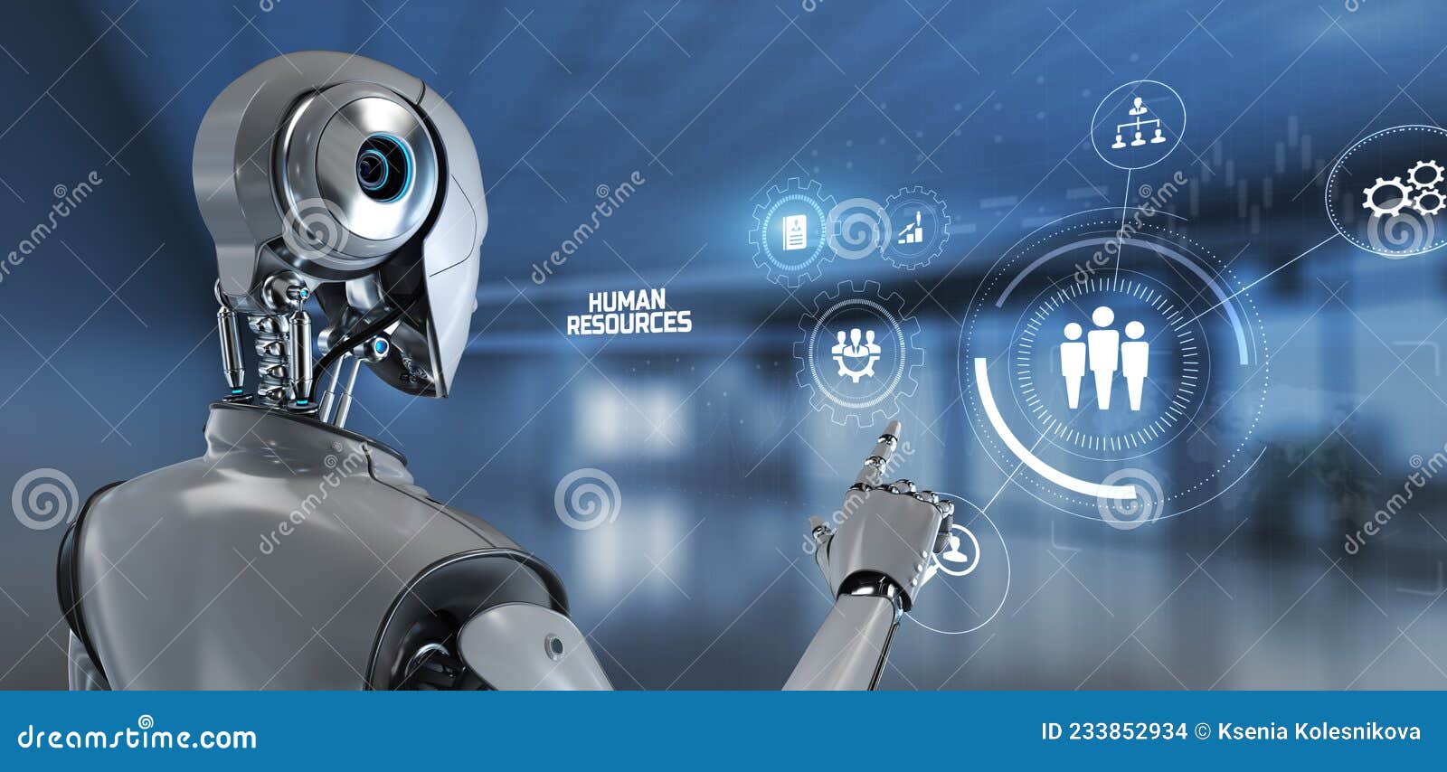 Robot Recruiter. Industrial Claw Choosing Man From People Selected ...