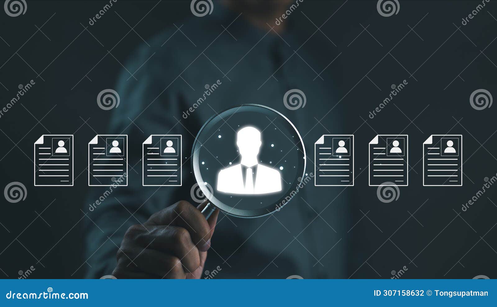 HR, Human Resources Management Technology Concept. Businessman Select ...