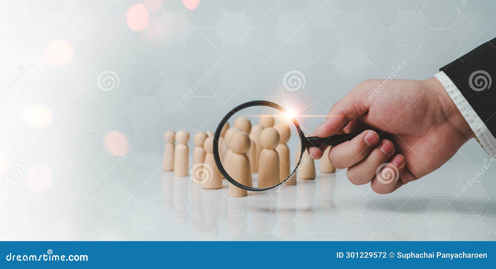HR or Human Resources Using a Magnifying Glass To Look for Personnel To ...
