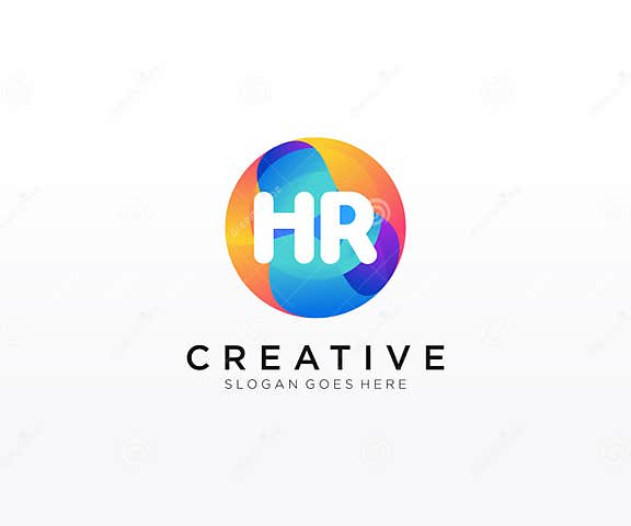 HR Initial Logo with Colorful Circle Template Vector Stock Vector ...