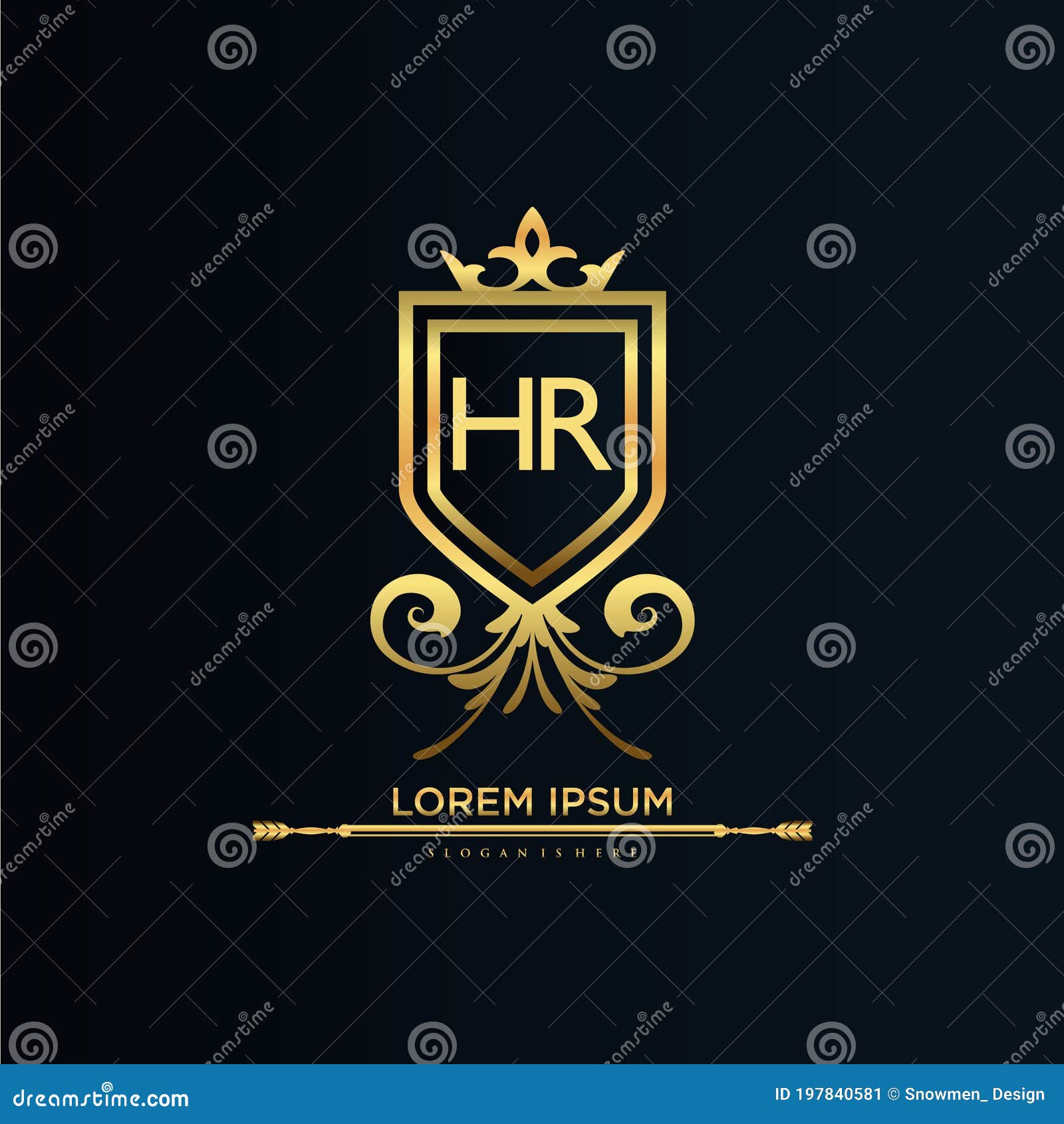 HR Letter Initial with Royal Template.elegant with Crown Logo Vector ...